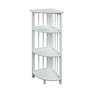 Casual Home 4-Shelf Corner Folding Bookcase, White (New)