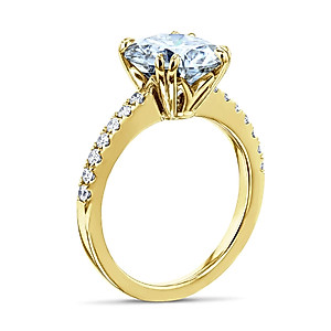 Kobelli 3.1ct Round Charles and Colvard Forever One Moissanite Ring 14k Gold - white-gold / 4