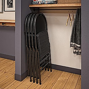 COSCO Essentials Commercial XL Comfort Fabric Padded Metal Folding Chair with Contoured Seat Back, 300 lb. Weight Rating, Triple Braced, 4-Pack, Black