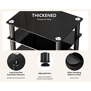 Fitueyes 4-Tier Media Stand Audio/Video Component Cabinet with Glass Shelf for/Apple Tv/Xbox One/ps4 AS406001GB