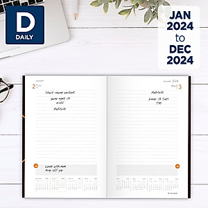 AT-A-GLANCE 2024 Daily Planning Notebook, Plan. Write. Remember. 5" x 8-1/4", small, Casebound, Brown(7062013024)