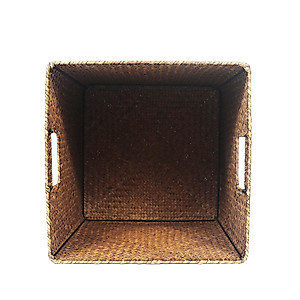 Ululusky Seagrass Basket Storage 10.5"x10.5" - 4 Pack Nesting Storage Baskets for Shelves,Wicker Woven Cube Storage Basket for Shelf 11.5"x11.5",Bedroom, Living Room,Laundry,Pantry,Shelves