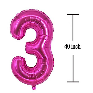 Hot Pink Number 30 Balloon Dark Pink Number 30 Balloon Jumbo Giant Big Large Number 30 Foil Mylar Balloons for Women Men 30th Birthday Party 30 Anniversary Decorations Supplies 40 Inch