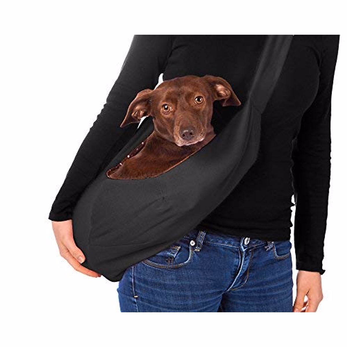iPrimio Reversible Hands Free Pet Carrier Sling Bag: Soft Cat Sling, Dog Carrier Sling, Cat Papoose Carrier Front, Puppy Sling, Cat Carrier & Pet Sling Carrier for Cats - Black (Fits Small Pets)