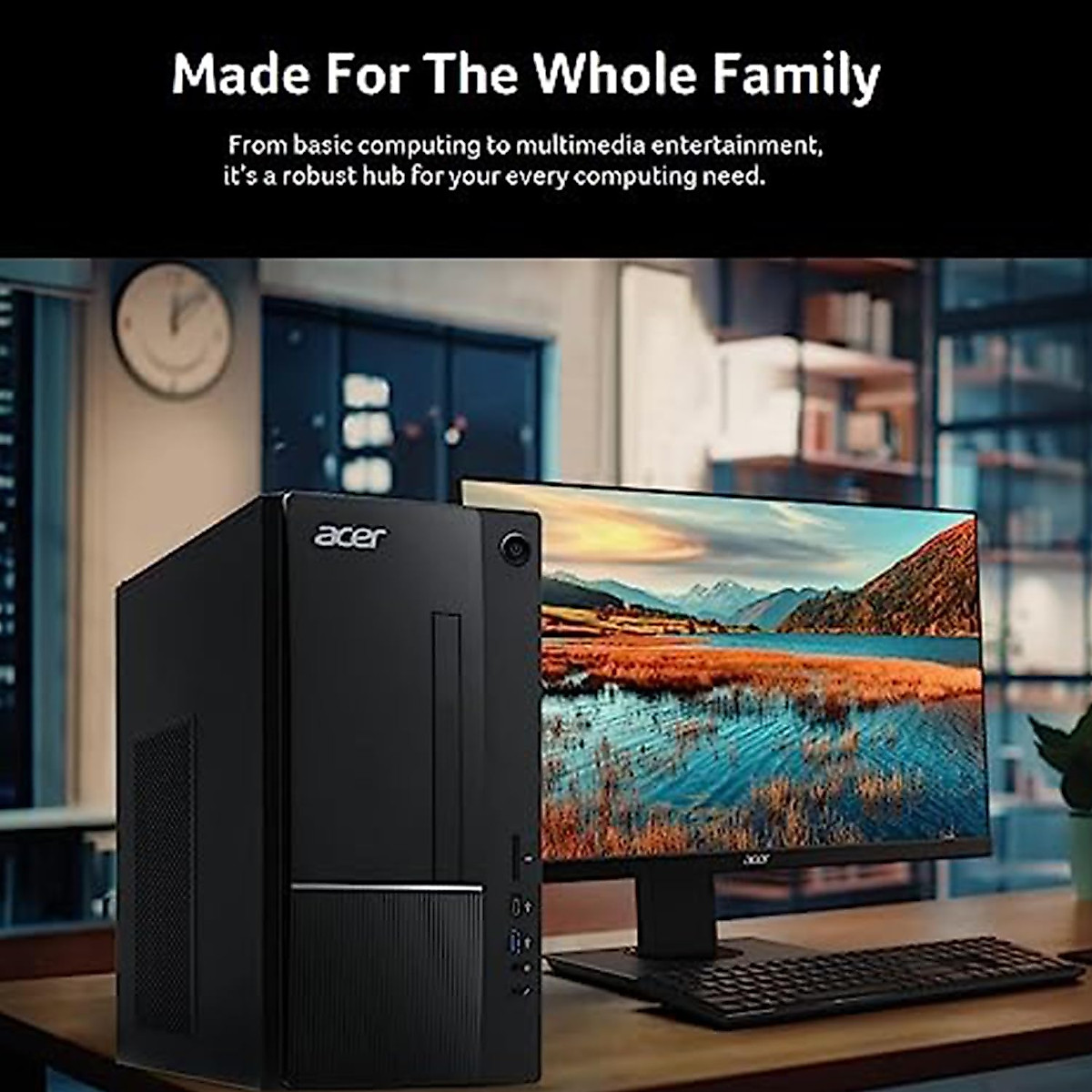 acer Aspire TC-1770 Tower Desktop, 13th Gen Intel Core i5-13400(Beat Intel i7-1255U), 12GB RAM, 512GB SSD, Wi-Fi 6, HDMI, Wired Keyboard and Mouse, Windows 11 Home, Black