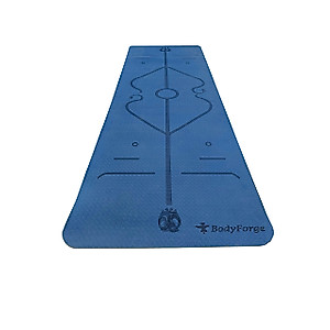 BodyForge Yoga Mat Thick Exercise Mat Thick 8mm TPE Eco-Friendly with Alignment Marks Non-Slip Extra Thick High-Density for Women Men Workout Pilates (Blue/Light Blue)