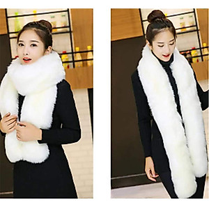 LDFWAY Long Men Women Faux Fur Collar Winter Warm Wrap Stole Scarf Shawl Shrug (White)