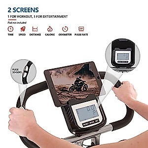 Davcreator Foldable Fitness Exercise Bike, Magnetic Folding Indoor Exercise Bicycle, 2-in-1 Recumbent & Upright Stationary Bike with Arm Workout for Home