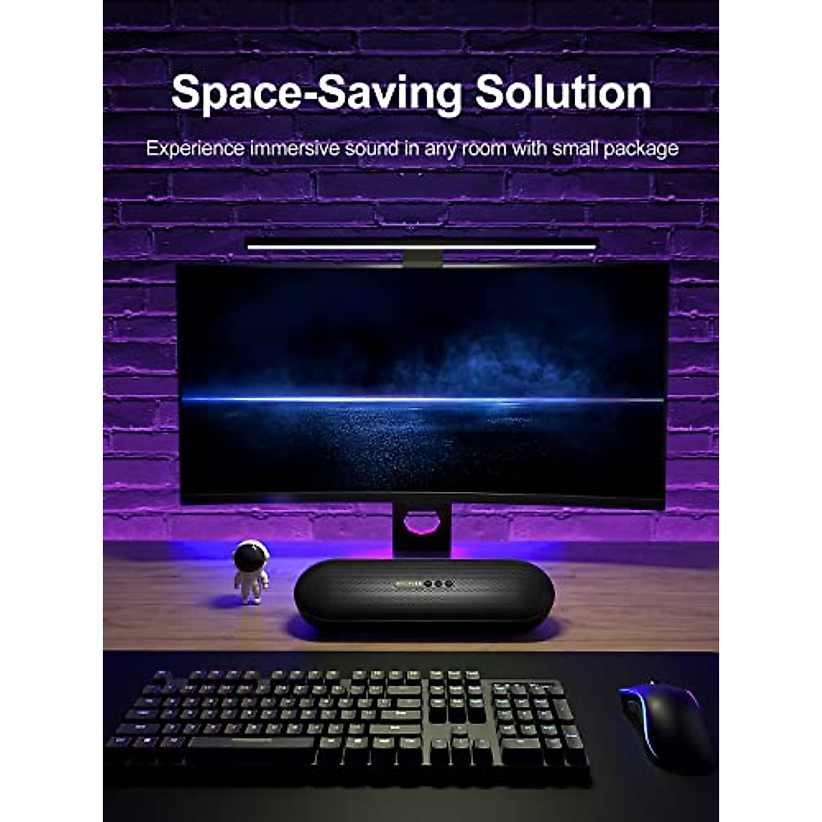 Nylavee Computer Speakers, PC Sound bar for Desktop, HiFi Stereo Soundbar, Large Speaker Drivers, 3.5mm Aux-in Connection, USB Powered Mini Speaker Soundbar for Desktop Monitor, PC, Laptop, Tablets