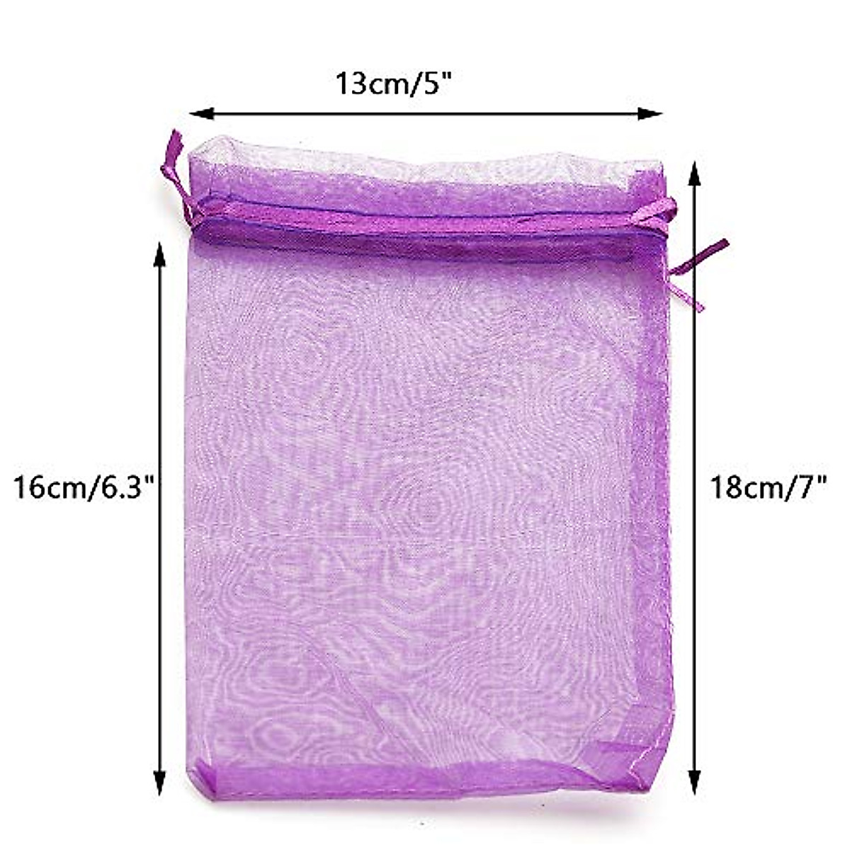 G2PLUS Organza Gift Bags with Drawstring 5''x 7' 100 PCS Organza Jewelry Bags, Sheer Drawstring Gift Pouches for Christmas Wedding Party Favors (Purple)