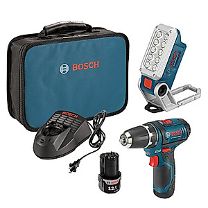 Bosch Power Tools Drill Kit - PS31-2A - 12V 2-Speed Drill/Driver Kit and 12V Max LED Work Light w/ 2 Batteries, Charger and Case