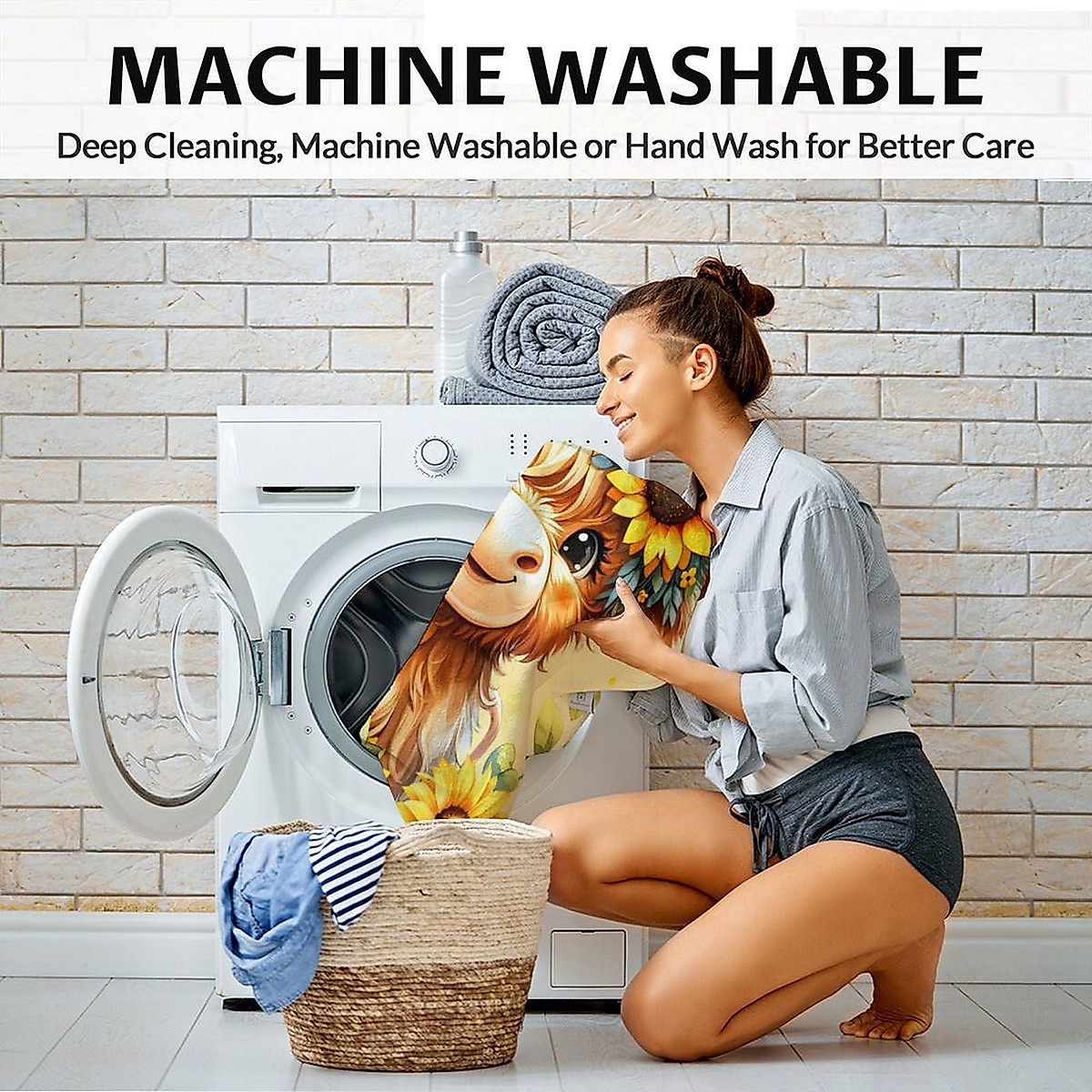 BEOIIBIRD Highland Cow Blanket for Kids - 30x40 Inches Cute Farm Animal Throw Blanket Gifts - Yellow Lightweight Cozy Blankets for Sofa, Lap & Office