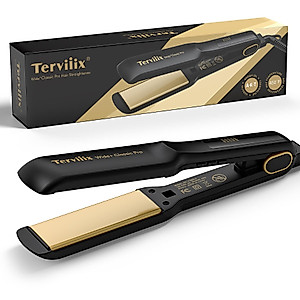 Terviiix 1.5'' Wide Flat Iron Hair Straightener, Tourmaline Ceramic Straightening Irons for Thick Hair, 50% Faster Styling, 450°F Salon High Heat for Smooth & Silky Results, Dual Voltage, Auto Off