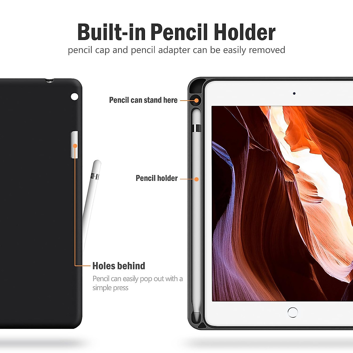 Antbox Case for iPad Mini 5 2019 (5th Generation 7.9 inch) / iPad Mini 4 with Built-in Pencil Holder PU Leather Smart Cover with Auto Sleep/Wake Stand Function (Brown)