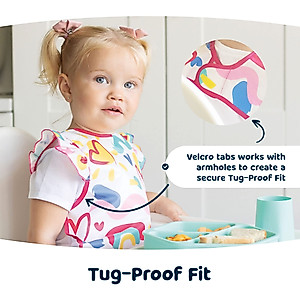 Tiny Twinkle Mess Proof Toddler Bib - Waterproof Baby Apron - Machine Washable - PVC, BPA, & Phthalate Free - Great Travel Bib for Baby Eating - Toddler Food Bibs (French Dot, Large 2-4 Years)
