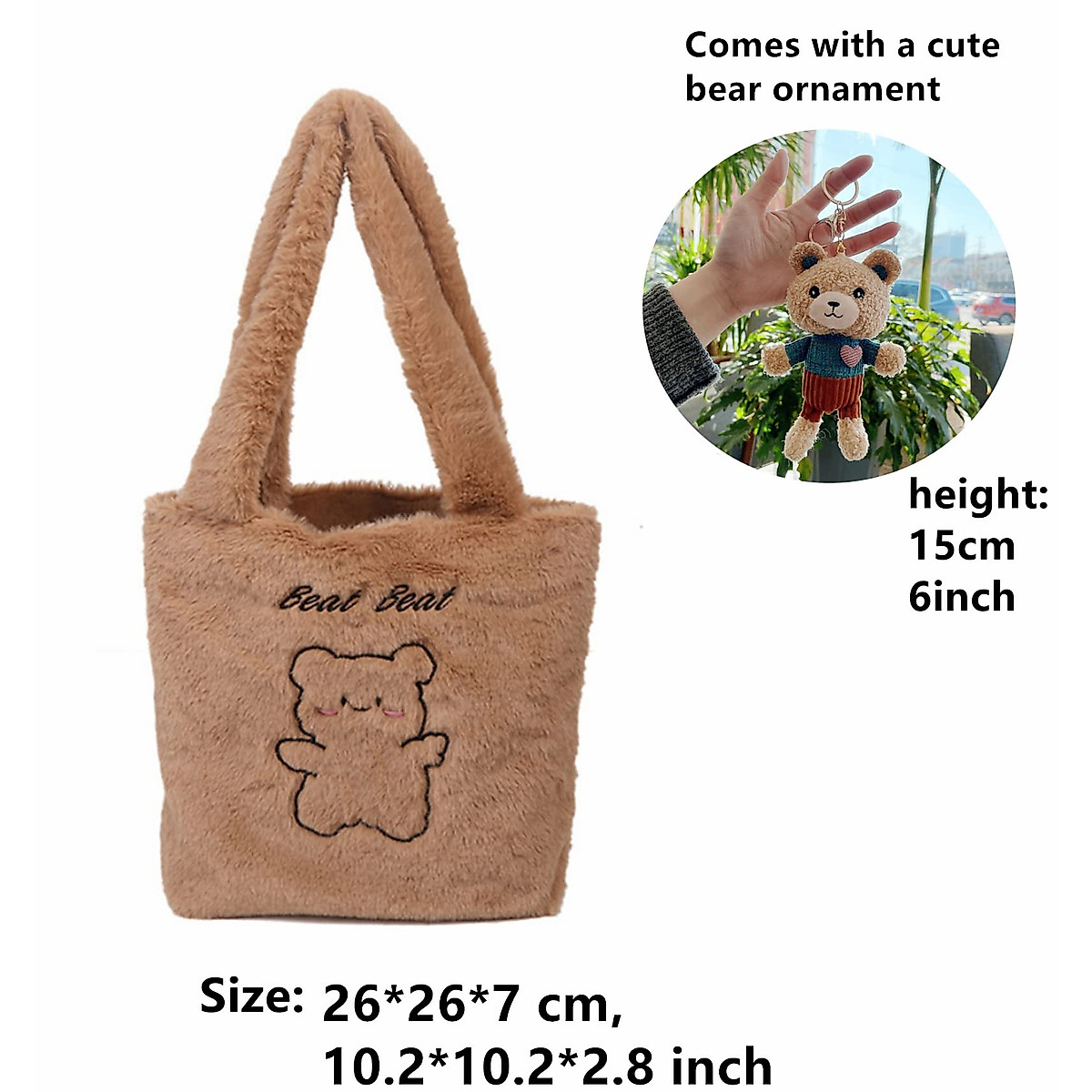 Women Cute Bear Tote Bag Kawaii Shoulder Bag Large Tote Handbag Purse Casual Work Bag Crossbody (A11)
