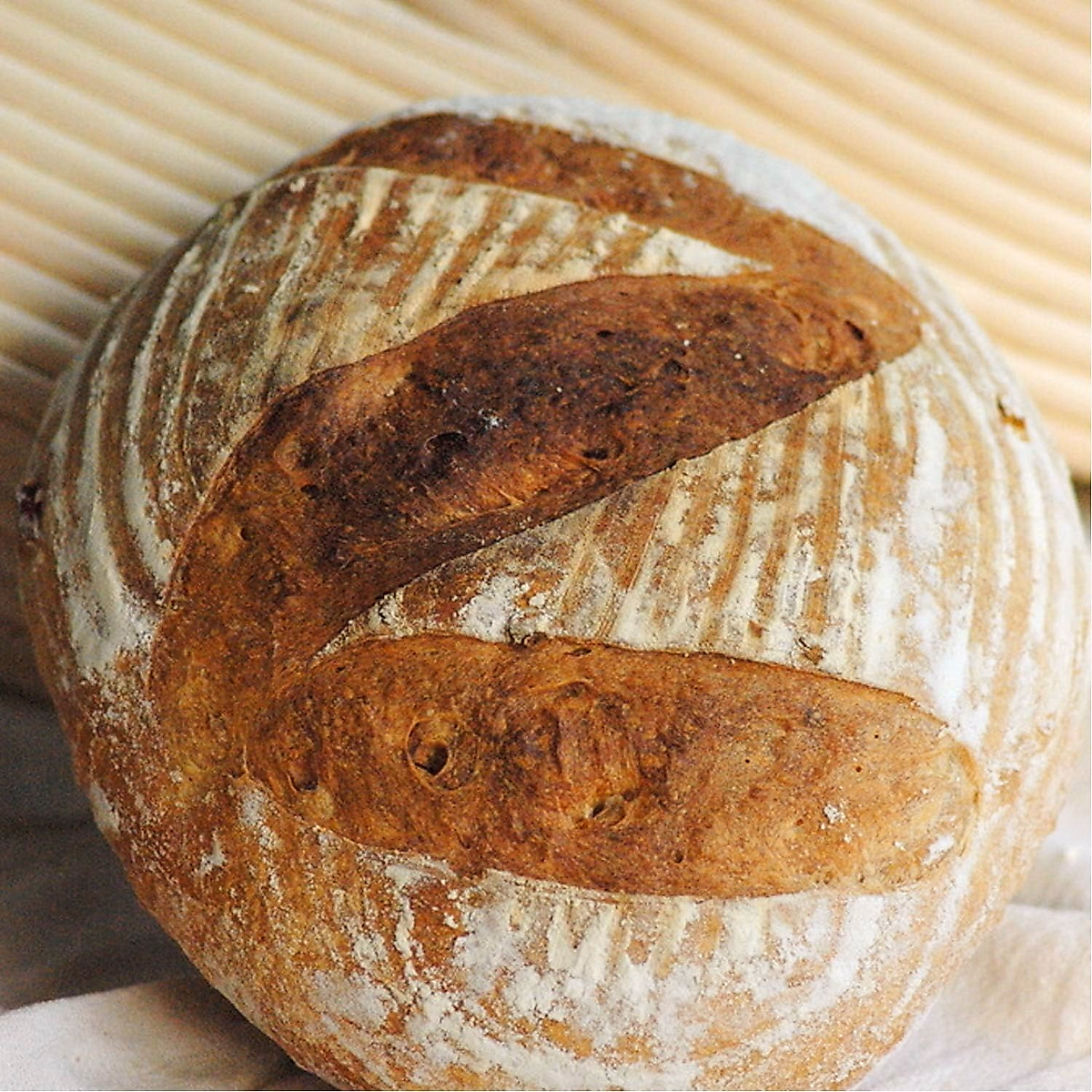 Forsun 1pcs 10" Round Banneton Brotform Bread Dough Proofing Rising Rattan Basket & Liner,Banneton Proofing Basket Set - for Home Bakers (Sourdough Recipe) & Bread Making