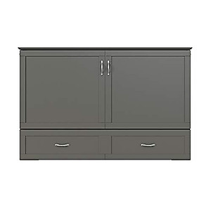 AFI Hamilton Murphy Bed Chest with Charging Station & Mattress Queen Grey