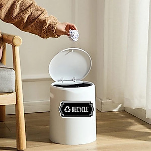 Wumuzai 4 Pack Recycle Sticker for Trash Can Bins, Trash Recycle Stickers, Vinyl Recycling Sticker, Adhesive Garbage and Recycling Sign Decal for Kitchen Home Office Indoor Outdoor (Black)