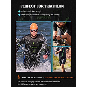 SUMARPO Triathlon Wetsuit Men 3/2mm, ECO-Based Yamamoto SCS Smoothskin Neoprene Skinsuits for Open Water Swimming, Fina & Ironman & USAT Approved