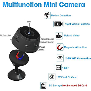Jukllezan Mini Hidden Camera Wireless spy Camera Portable Nanny Camera HD 1080P Camera with Night Vision and Motion Detection for Home Outdoor Office Features Small Camera,Black