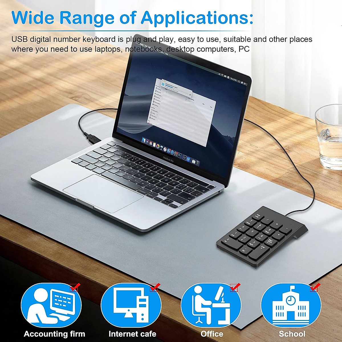 USB Numeric Keypad Numpad Portable Slim Mini 10 Key Number Pad Keyboard for Laptop Desktop Computer PC, Compatible with ChromeBook Surface Notebook, Tax Accountant Calculate Office Travel & Home