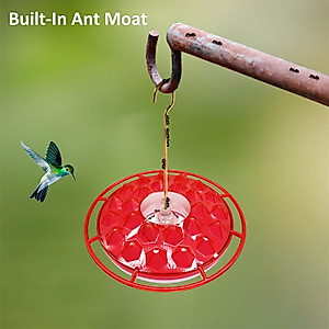 Hummingbird Feeders for Outdoors Hanging - 10 oz, 25 Feeding Ports, Easy to Install, Refill & Clean, Leak-Proof, Plastic Saucer Hummingbird Feeders with Cleaning Brushes