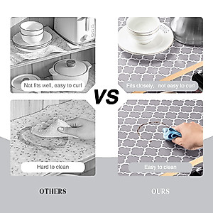 Glotoch Non Adhesive Shelf Liners for Kitchen Cabinets, 17.5" x 30 FT Drawer Liners for Kitchen, Non Slip Cabinet Liners for Shelves, Waterproof Shelf Liner for Dresser/Refrigerator/Bathroom, Gray