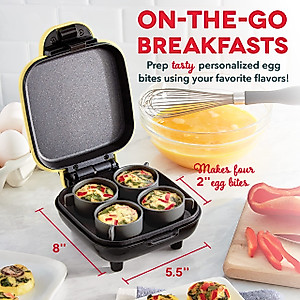 Dash Deluxe Sous Vide Style Egg Bite Maker with Silicone Molds for Breakfast Sandwiches, Healthy Snacks or Desserts, Keto & Paleo Friendly, (1 large, 4 mini) - Pale Yellow