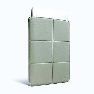 Comfyable Laptop Sleeve 15 Inch Precisely Compatible with MacBook Air 15-inch M2 Pro/Max 2023 A2941, Faux Leather Cover Case, Sage