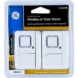 GE Personal Security Window and Door Alarm, 2 Pack, DIY Protection, Burglar Alert, Wireless Chime/Alarm, Easy Installation, Home Security, Ideal for Home, Garage, Apartment and More,White, 45115