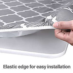 Ruisita 3 Pieces 72 Inches Plastic Picnic Table and Bench Fitted Tablecloth Cover Garden Bench Tablecloth Long Chair Covers Set for Picnics Indoor and Outdoor Dining, Gray