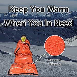 8 in 1 Emergency Sleeping Bivvy Sack, Survival Sleeping Bag with Whistle, Thermal Bivy Sask Blanket, 1-Person Size, Lightweight and Portable (4 Pack)