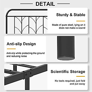 Saudism Queen Size Metal Bed Frame, 14.6" Queen Platform Bed Frame, Mattress Foundation with Victorian Style Iron-Art Headboard, Easy Assembly, Sturdy and Durable, No Box Spring Needed, Black