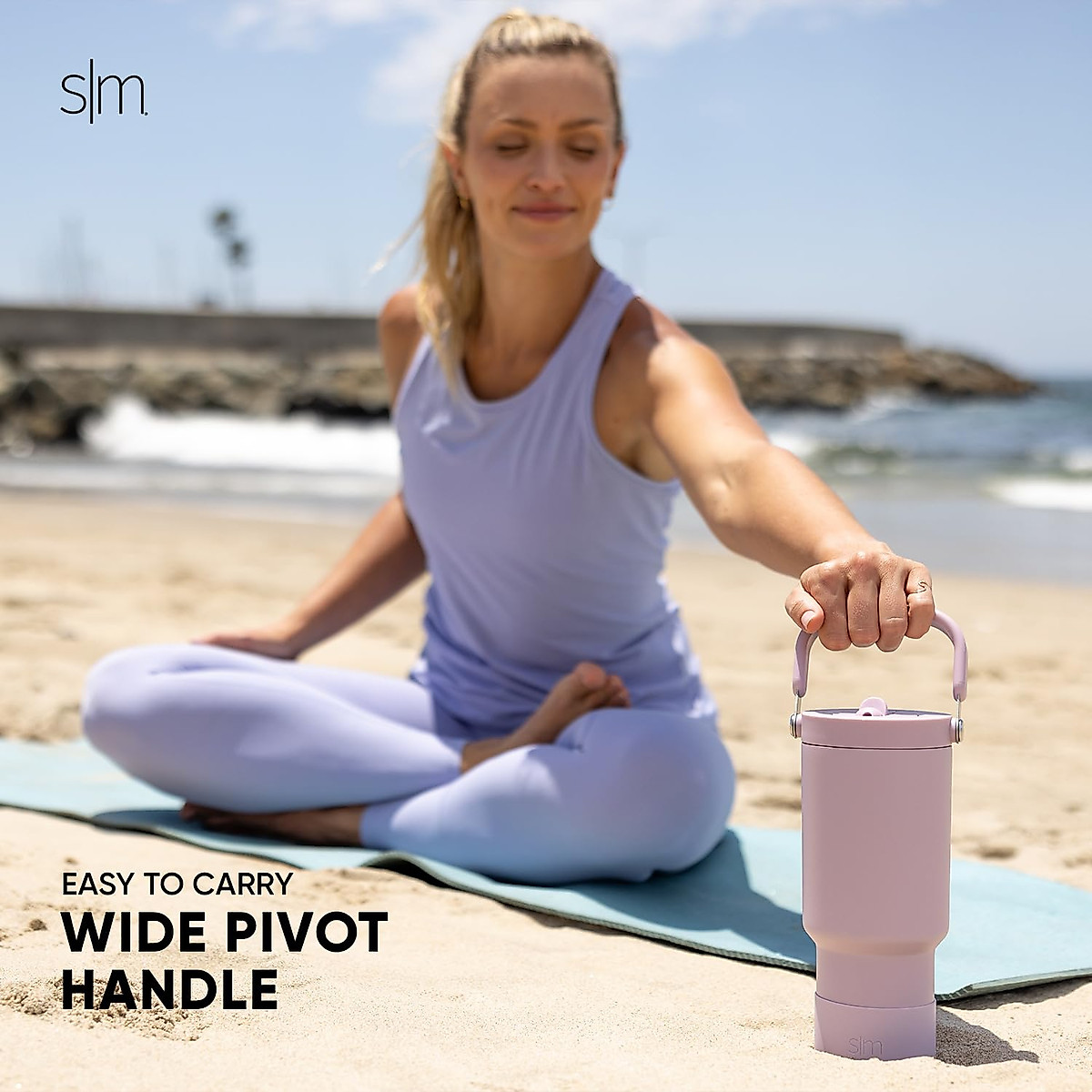 Simple Modern Trek Pivot | 30oz Flip Straw Tumbler with Handle | Water Bottle & Boot | Interchangeable Straw & Chug Lids | Insulated Stainless Steel Jug | Gym Sports Outdoors | Supersonic Blue