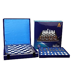 ApexGlobal Large Handmade Full Chess Set, Black and Green, Marble Chess Board, 32 Chess Game Pieces, Unique Home décor. Handcrafted Tournament Chess Board - 2 Players.