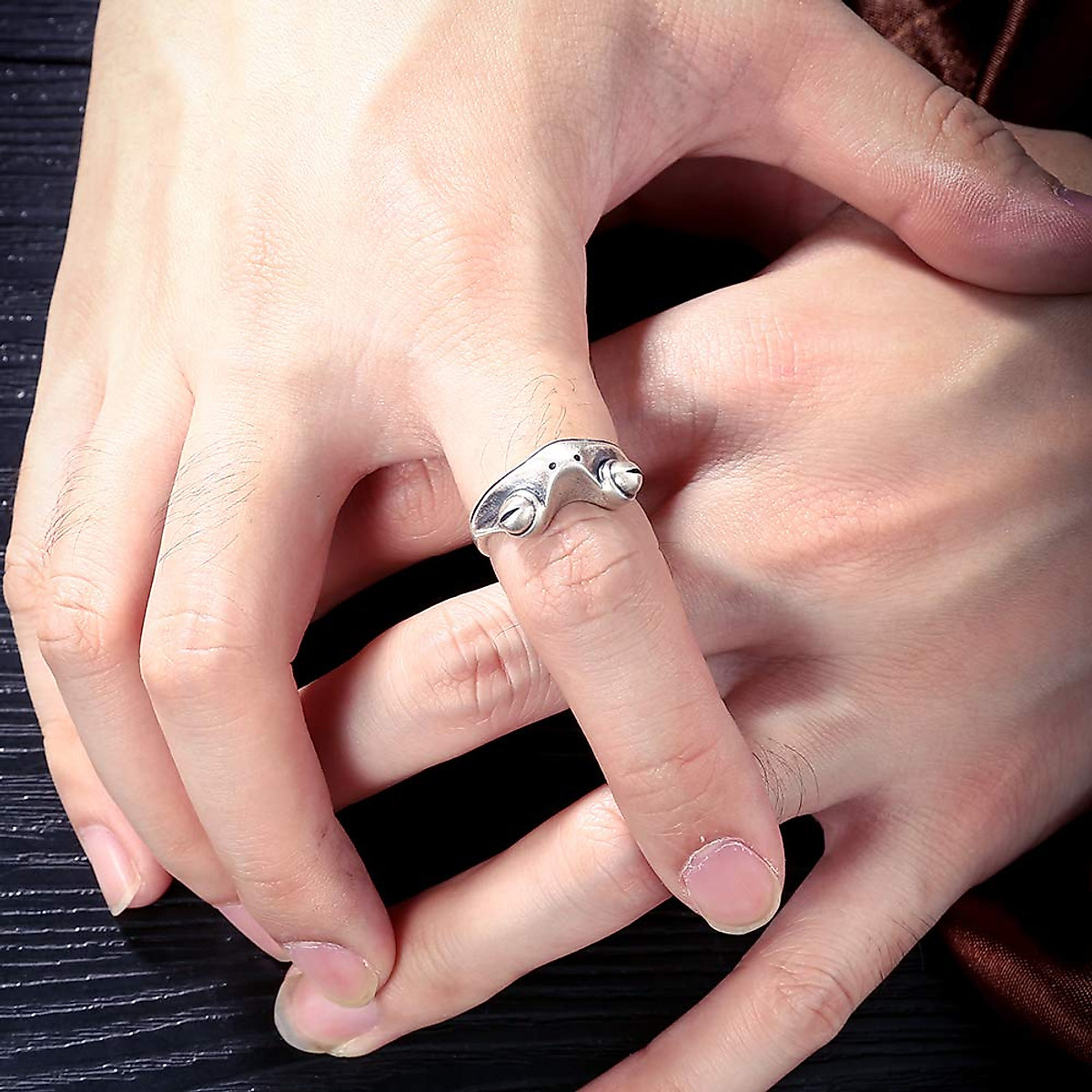 GAGAFEEL S925 Sterling Silver Frog Open Rings for Women Girl Adjustable Vintage Statement Ring Xmas Birthday Party Jewelry Gift (S925 Frog Ring)