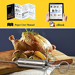 Ofargo Meat Injector, Meat Injectors for Smoking with 3 Marinade Injector Needles; Injector Marinades for Meats, Turkey, Brisket; 2-oz