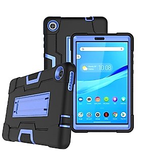 Mignova for Lenovo Tab M8 Gen 3 2022 Model Tab Case for Lenovo Smart Tab M8 / Smart Tab M8 TB-8505F 8505X 8505FS Case Soft Silicone Hard Back Shell Kids Friendly Cover Built in Kickstand (Black+Black)