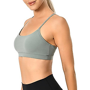 YUNOGA Women's Y Back Sports Bra Padded Racerback Spaghetti Thin Strap Support Workout Yoga Bra Regular (XS, Chinois Green)
