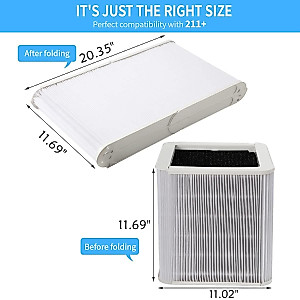 Gazeer 1 Pack 211+ Replacement Filter for Blueair Blue Pure 211+, Foldable Particle and Activated Carbon Filter