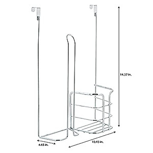 Kitchen Details 2-in-1 Over The Cabinet Organizer | Cleaning Supplies Storage | OTC Door Mount | Paper Towel Holder | Soap Bottle Basket | Space Saver | Kitchen | Pantry | Bathroom | Chrome