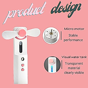 Crethinkaty Mini Handheld Fan USB Misting Fan Portable Pocket Mini Spray Hydrating Fan, for Home Office Indoor Use Outdoor Travel(2 Speeds)