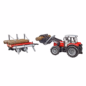 bruder 02046 Massey Ferguson 7480 with Frontloader and Timber Trailer