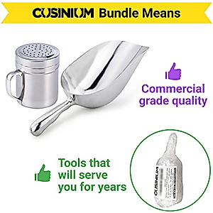 CUSINIUM Aluminium Popcorn Scoop w/Popcorn Salt Shaker with Handle Bundle