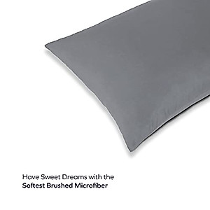 KM Standard Pillowcase Set of 2 Dark Gray, Bed Pillow Covers, Ultra Soft (20 x 30) Inches, Solid Pillowcases with Open Closure, Machine Washable Dark Grey