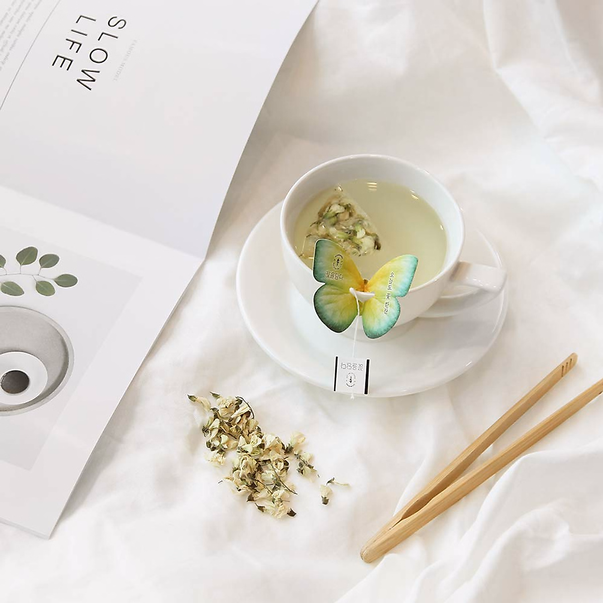 KKOKDAM Fancy Korean Tea Set Sampler – 3 Flavor Pink Variety Pack with Butterfly Tea Bags – Perfect and Elegant Korean Gift Box