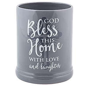 Elanze Designs God Bless This Home with Love Grey Stoneware Electric Jar Candle Warmer