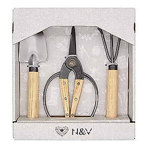 N&V Bonsai Scissors Set, 3 Pcs Set Including Bonsai Scissors, Mini Rake and Mini Shovel, For Arranging Flowers, Trimming Plants, For Grow Room or Gardening, Bonsai Tools.