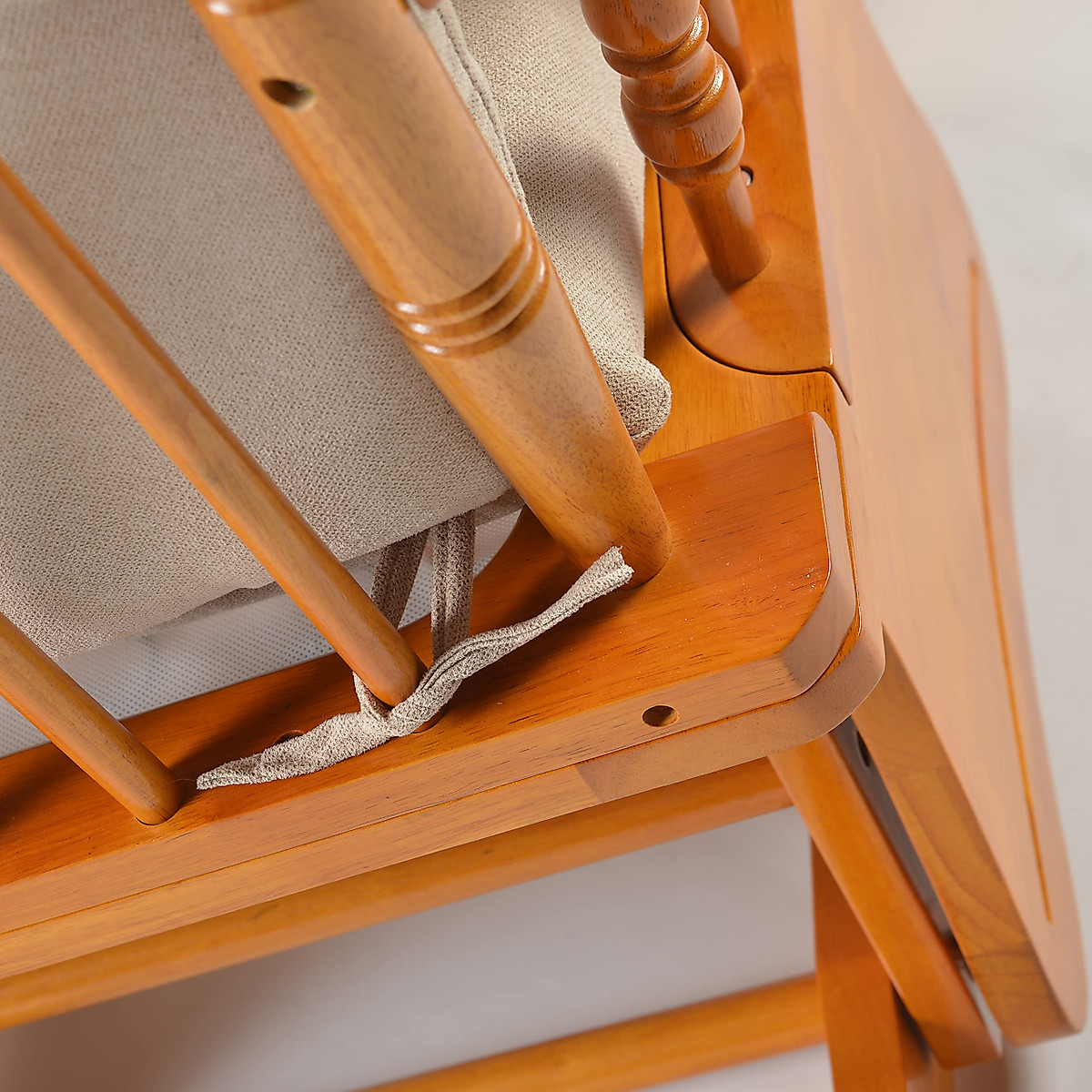 Wlvos Anti-Pinching Glider Chair for Nursery, Wood Glider Rocker with Ottoman Set, Nursery Rocking Chair for Living Rooms, Bedrooms (Antique Brown)